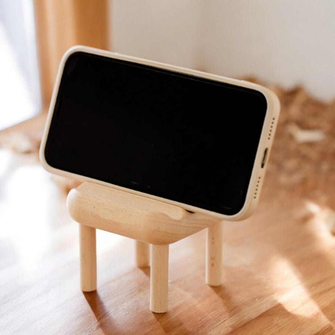 Cute Chair Phone Stand Portable Wooden Holder for Desktop Organization ...