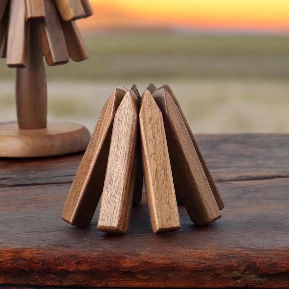 Tree Art Wood Coasters Set of 3 Handmade Wooden Coaster Set ...