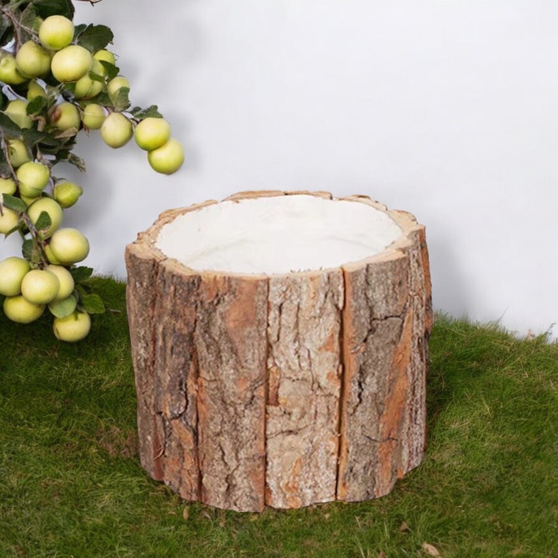 Handmade Pine Wood Bark Flower Pot Eco-friendly Log Cutout Succulent ...