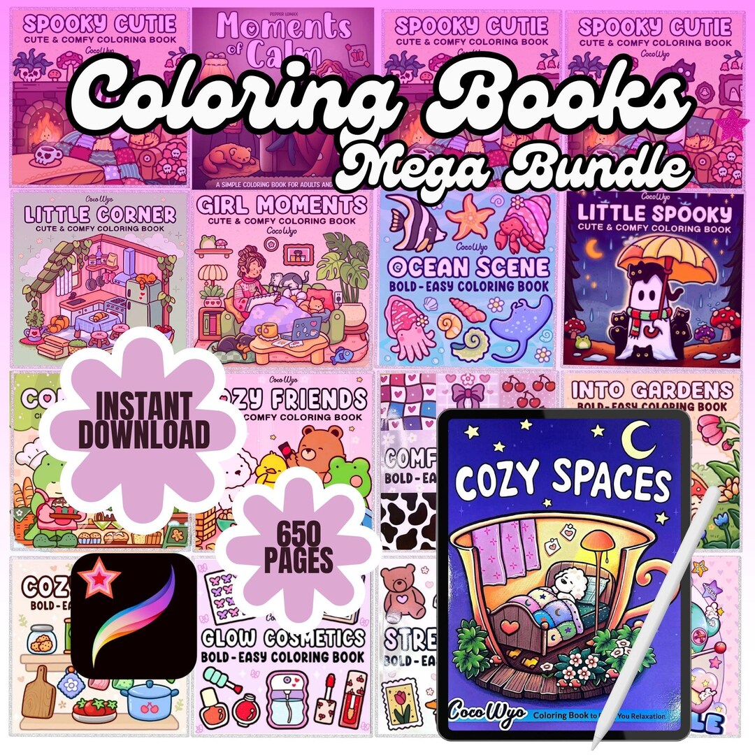 650 Coloring Pages Mega Bundle, Coloring Book Bundle, Girl Moments ...