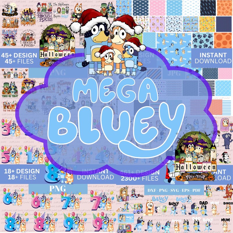 Bluey Watercolour Clip Art - Etsy