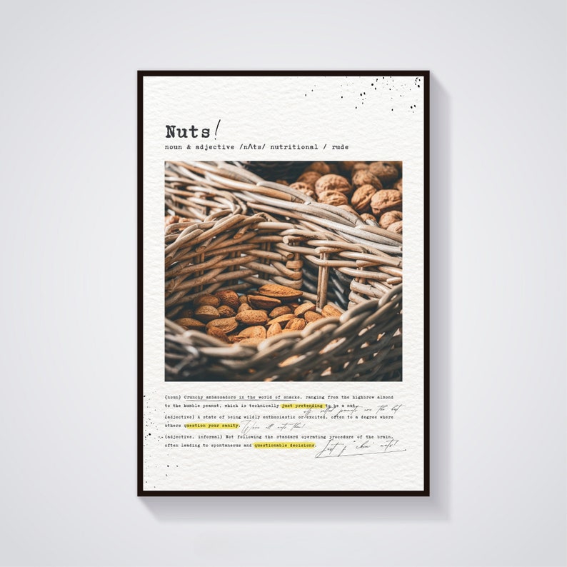 Nuts Food Text Poster Digital Download Poster Food Poster Digital Wall ...