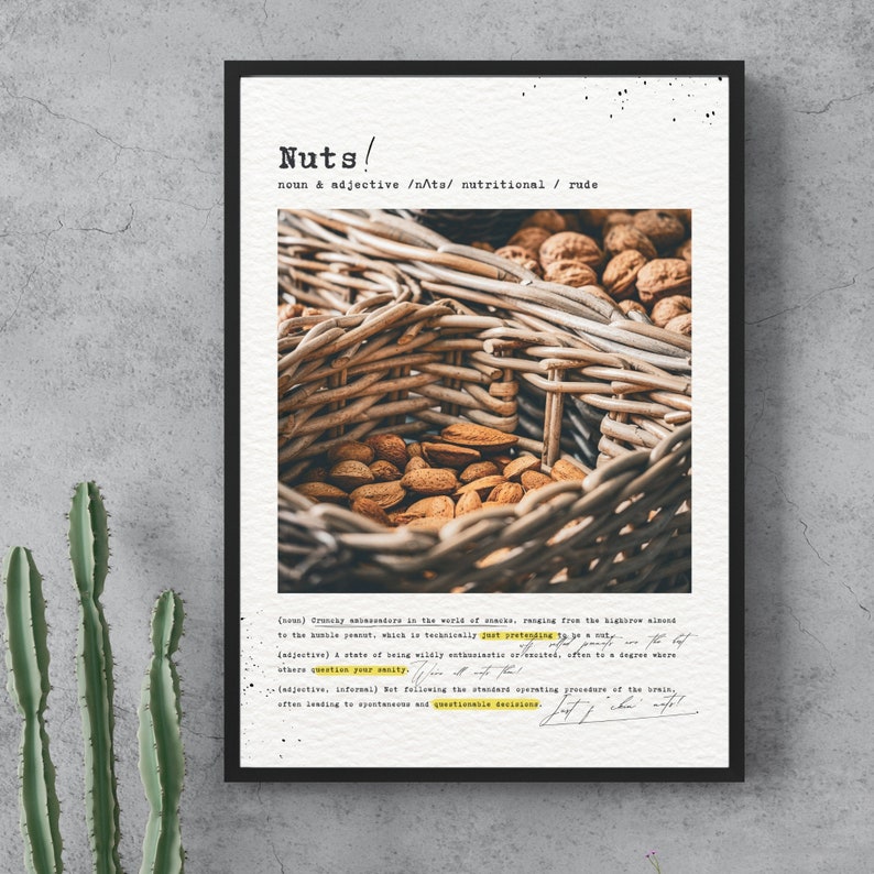 Nuts Food Text Poster Digital Download Poster Food Poster Digital Wall ...