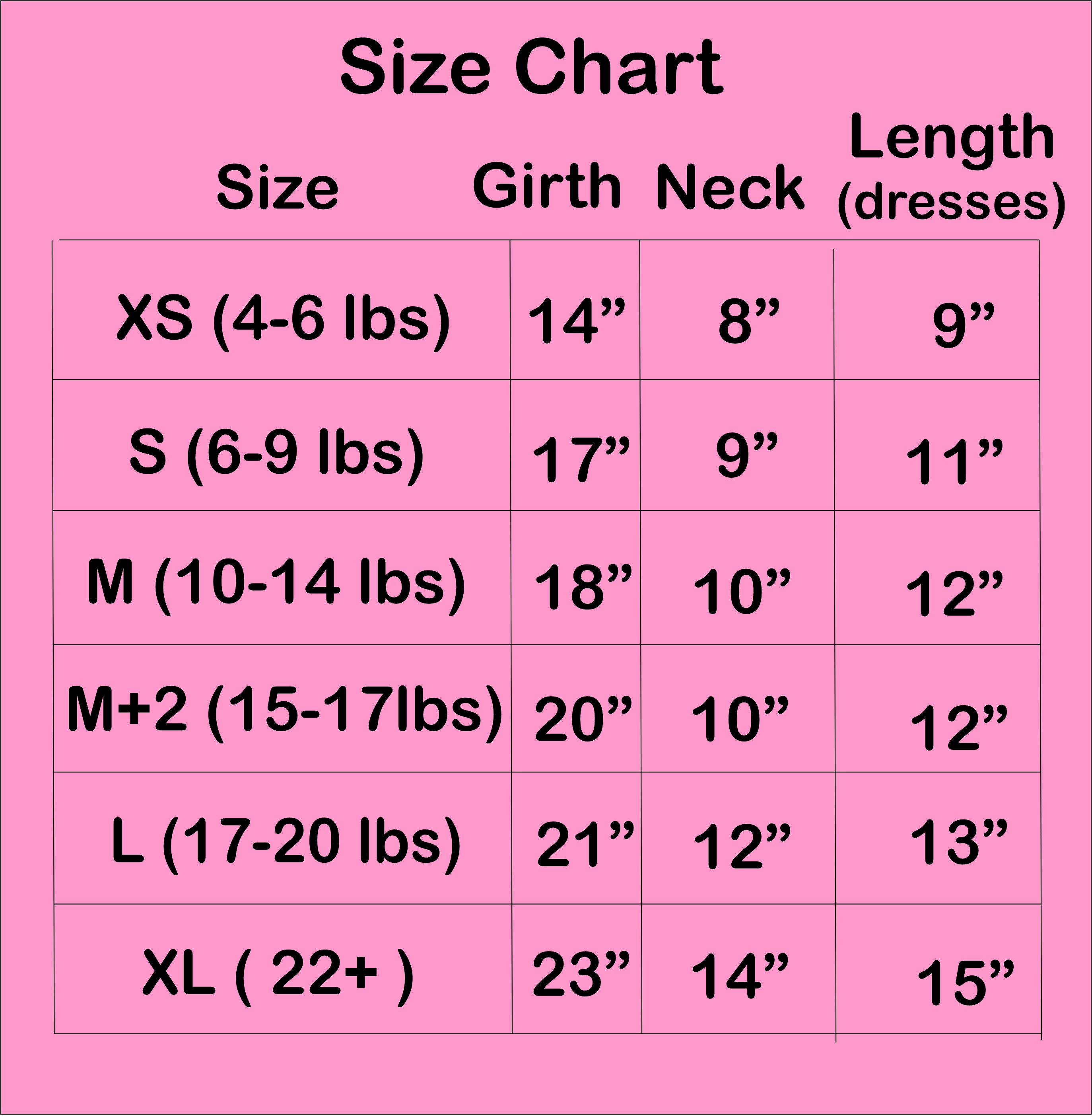 Example of SIZE CHART - Etsy
