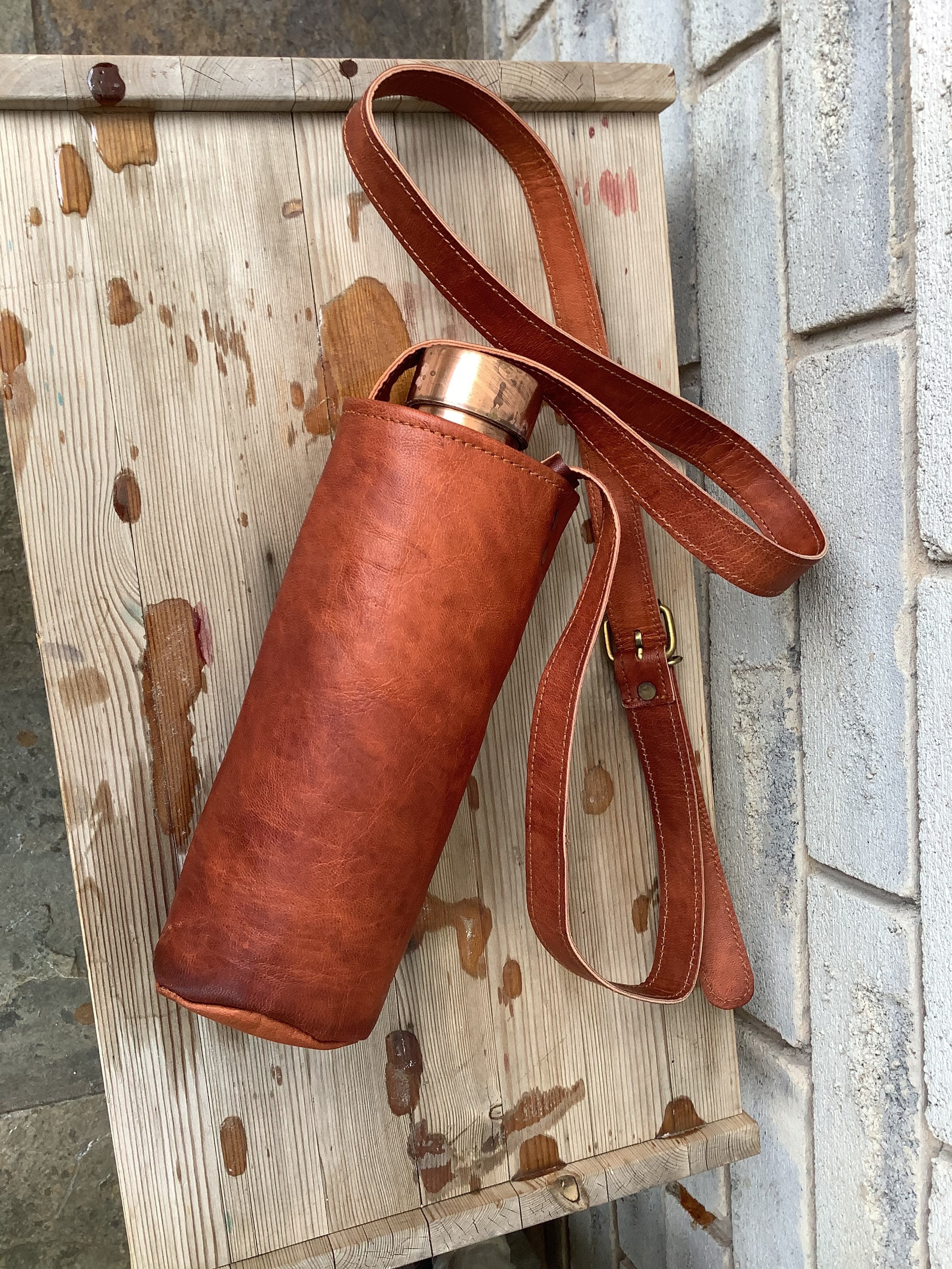37 Fl Oz/1.1 Ltr Reusable Leather Water Bottle Carrier - Etsy