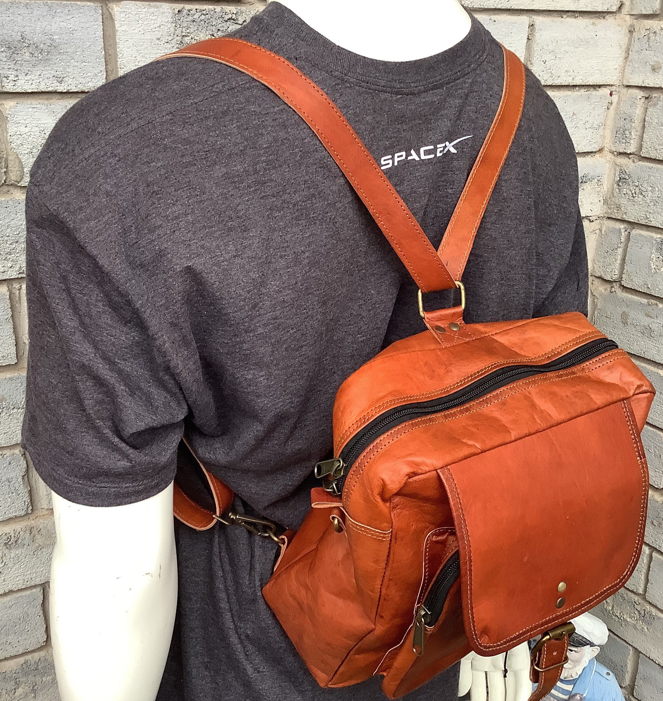 11 Convertible Cross body / Backpack Leather bag Travelbag | Etsy