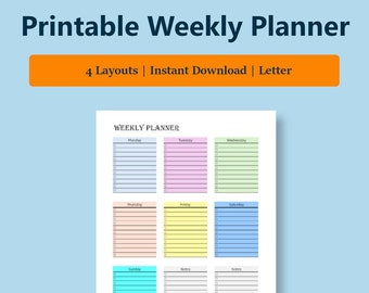 Editable Weekly Planner Printable, Digital Weekly Planner PDF Weekly ...