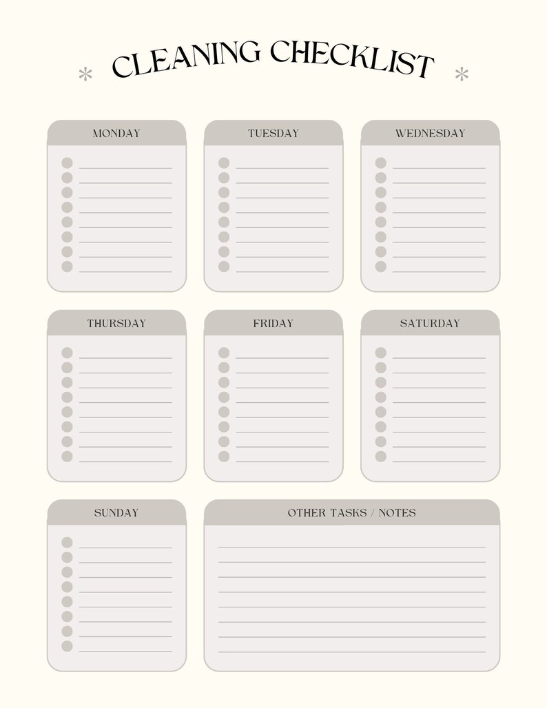 Cleaning Checklist, Printable Weekly/daily Cleaning Schedule, ADHD ...