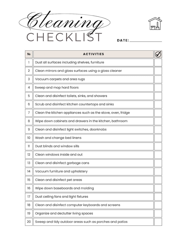 Cleaning Checklist, Printable Weekly/daily Cleaning Schedule, ADHD ...