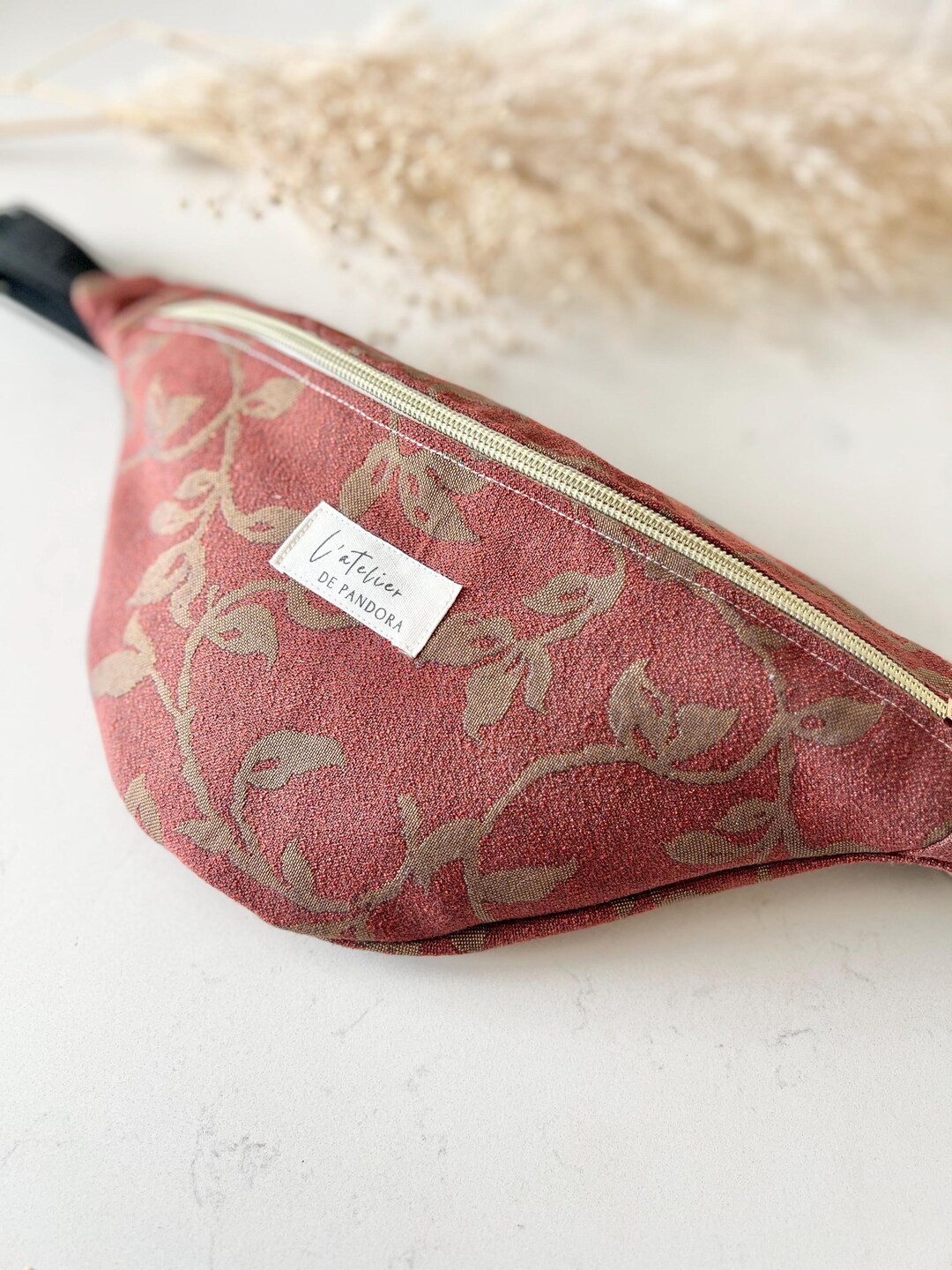Fanny Pack - Burgundy and Gold Cotton Fabric - Ideal Gift for Moms and ...