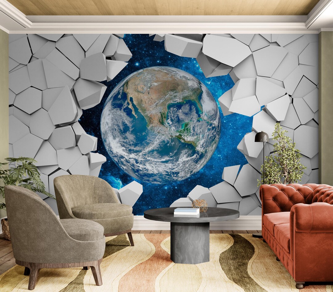 3d Effect Wallpaper Earth Wall Mural Peel and Stick Kids Room Wallpaper ...