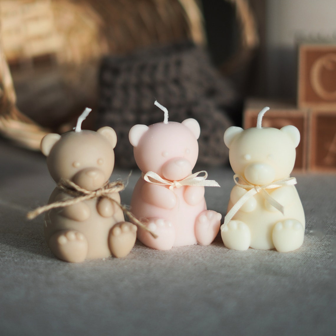 Mini Bears Candle Set for Cute Room Decor, Cute Handmade Candle Favors, Mom to Be Gift ...