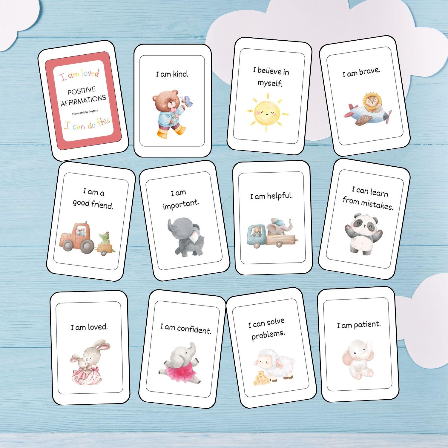Printable Positive Affirmations Flashcards for Kids | 29 Motivational ...
