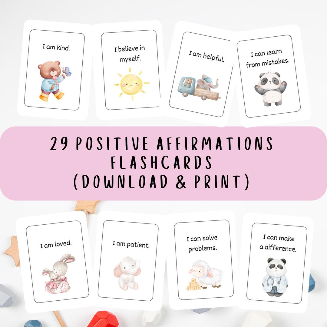 Printable Positive Affirmations Flashcards for Kids | 29 Motivational ...