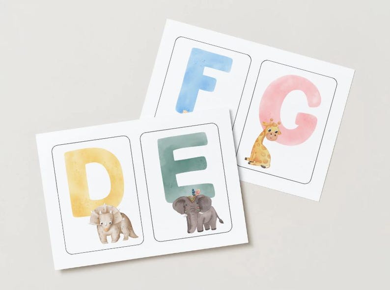 Watercolor Alphabet Flashcards for Kids | Printable ABC Learning Cards ...