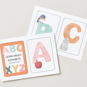 Watercolor Alphabet Flashcards for Kids | Printable ABC Learning Cards ...