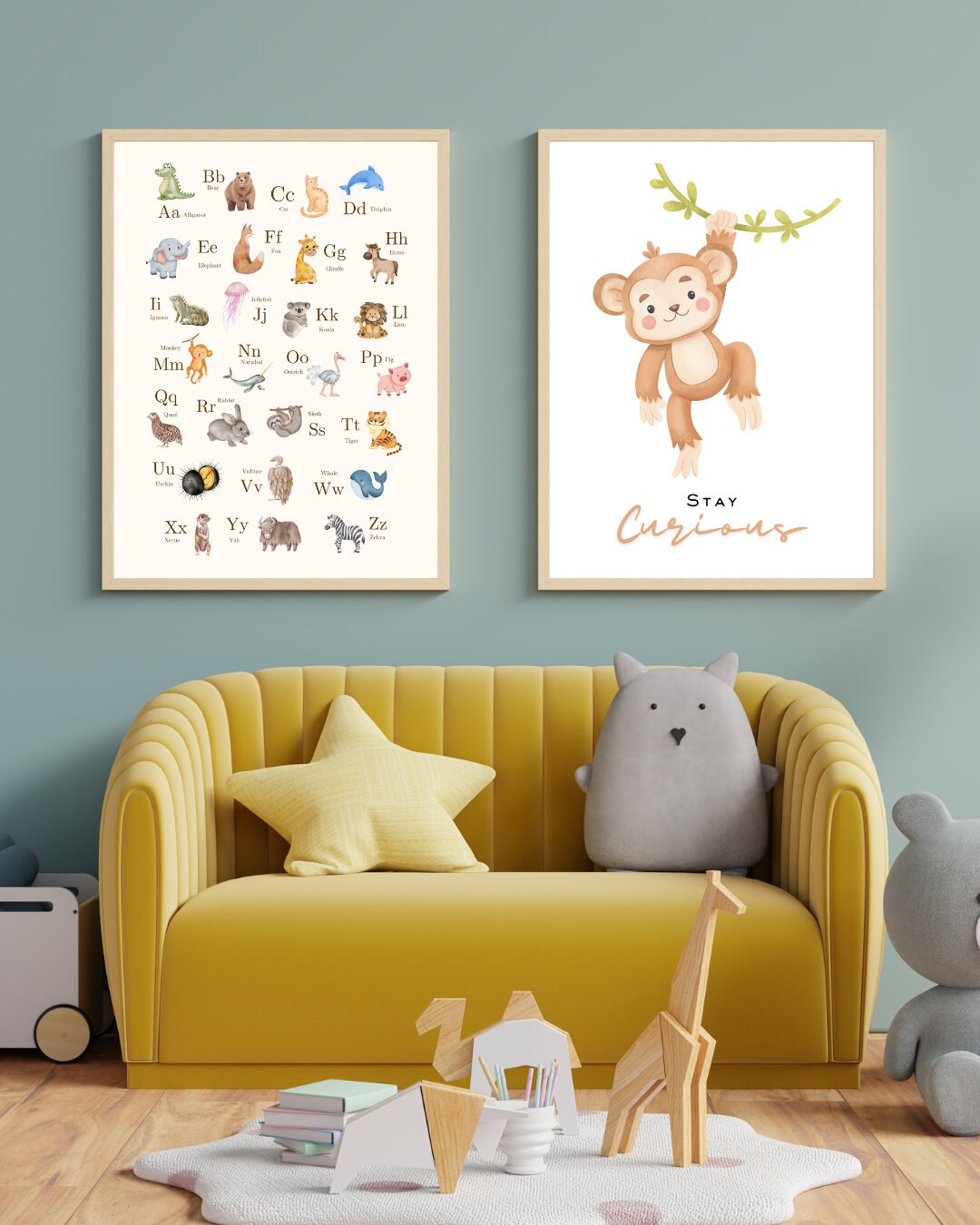 Animal Alphabet Poster, Animal Alphabet Wall Art, Nursery Room Wall Art ...