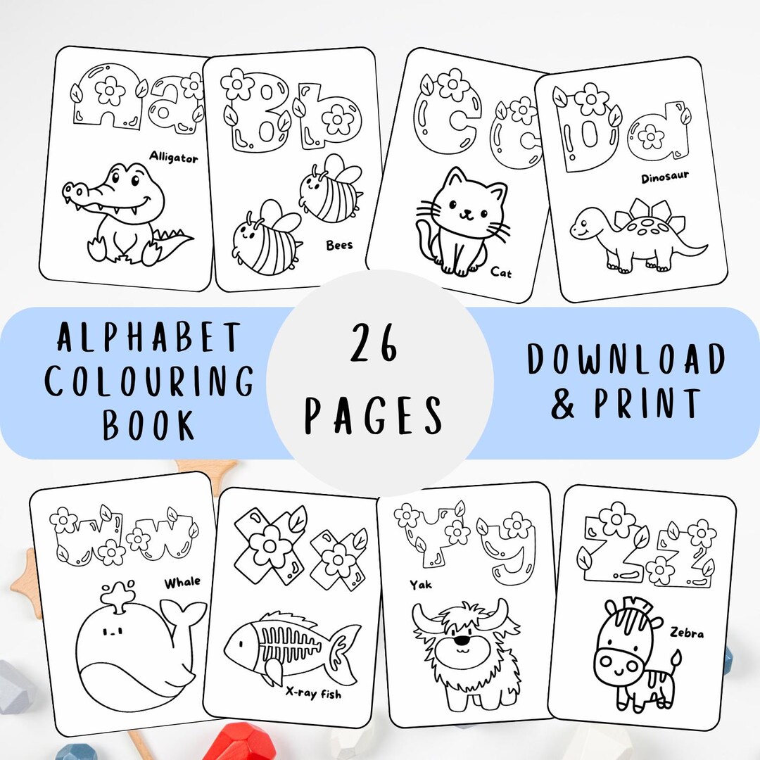 26 Alphabet & Animals Coloring Book | Colouring Book | Coloring and ...