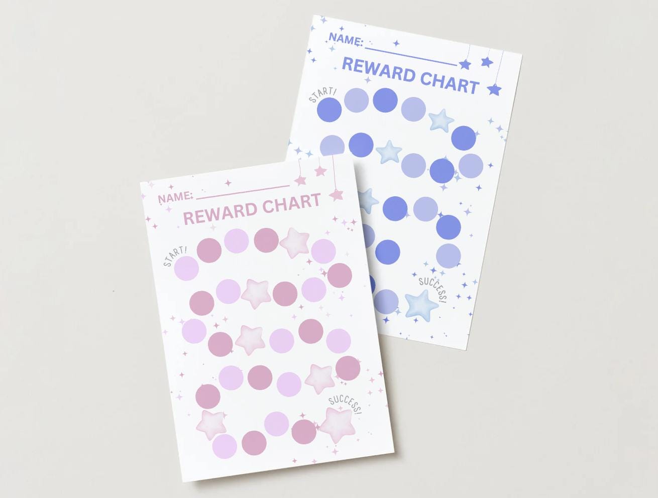 Printable Reward Chart for Kids – Pink & Blue | Simple Behavior Chart ...