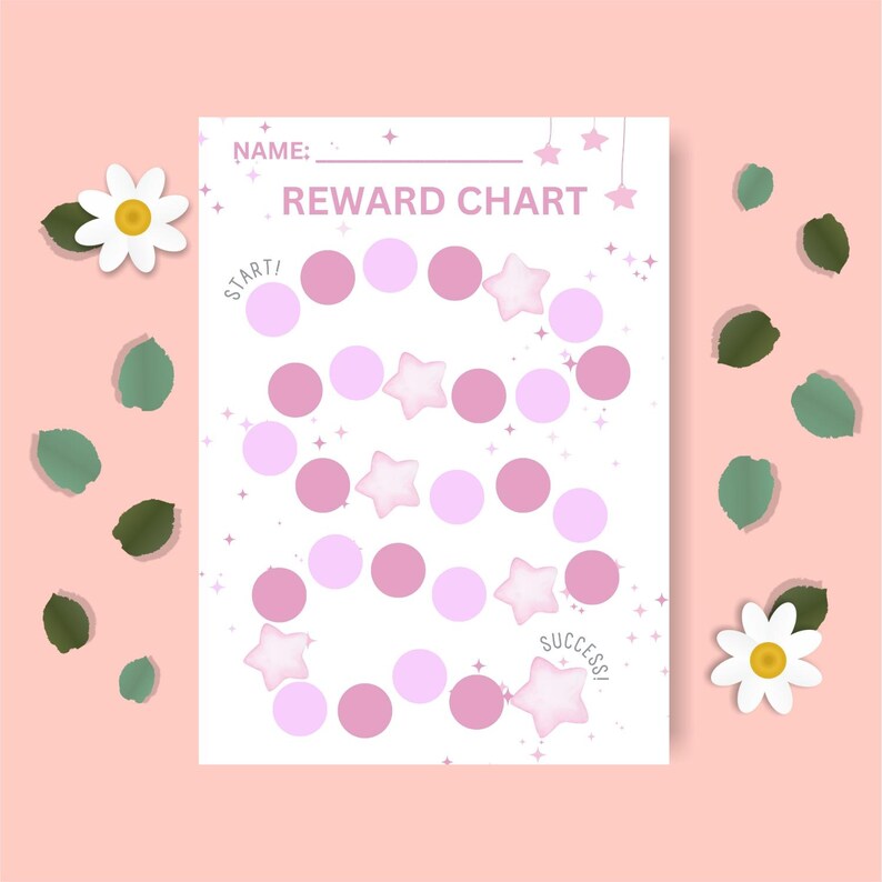 Printable Reward Chart for Kids – Pink & Blue | Simple Behavior Chart ...