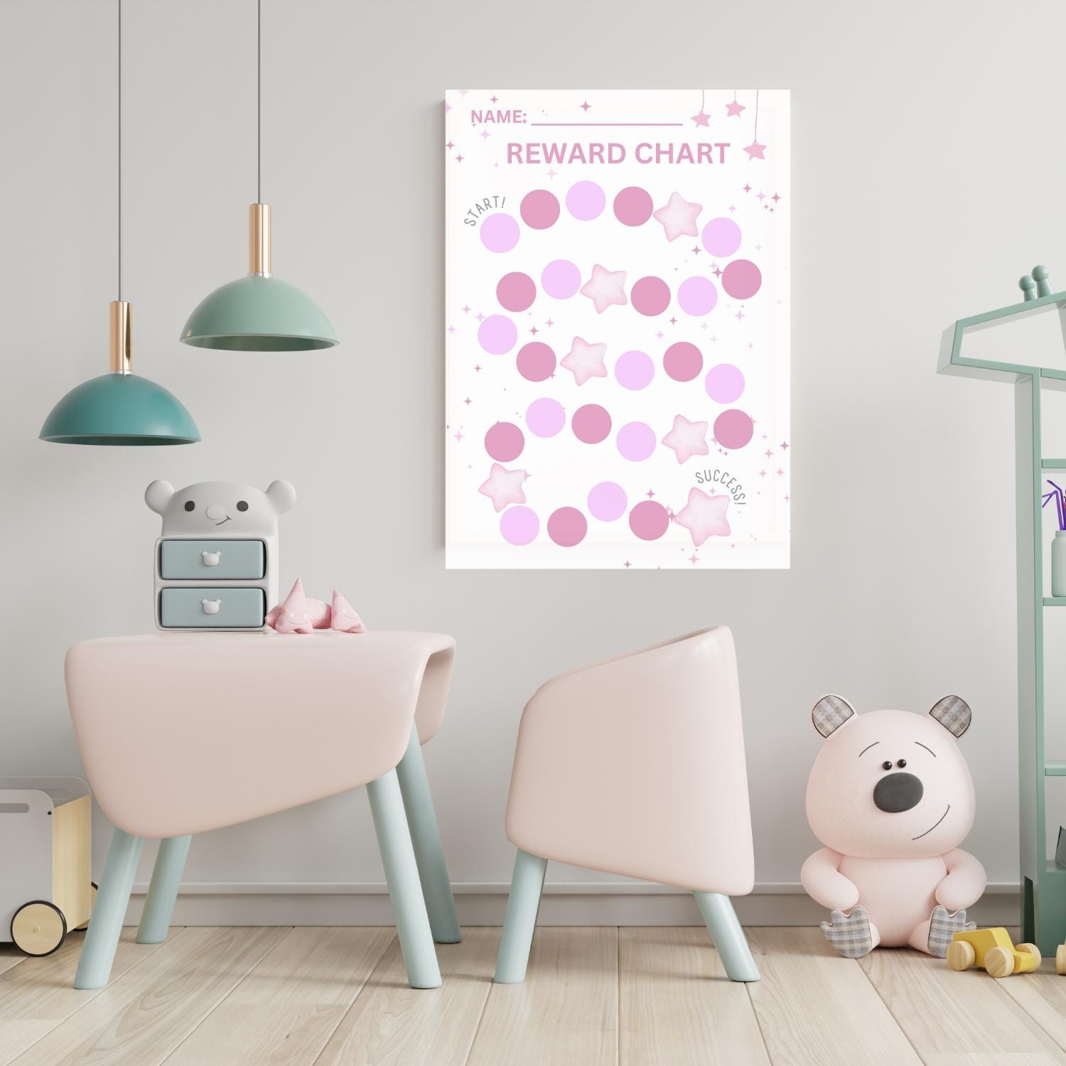 Printable Reward Chart for Kids – Pink & Blue | Simple Behavior Chart ...