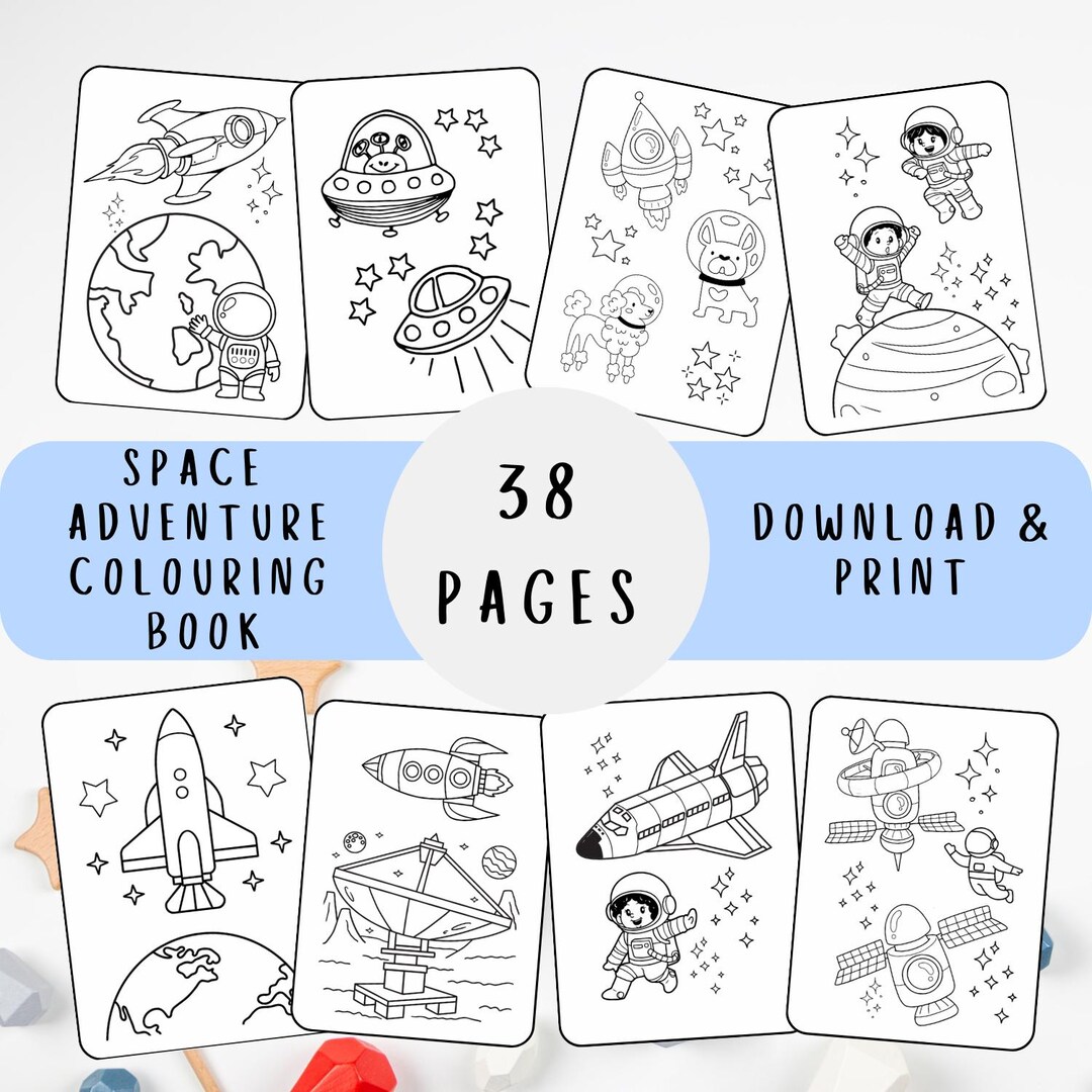 Space Adventure Colouring Book for Kids - 38 Pages | Children Coloring ...