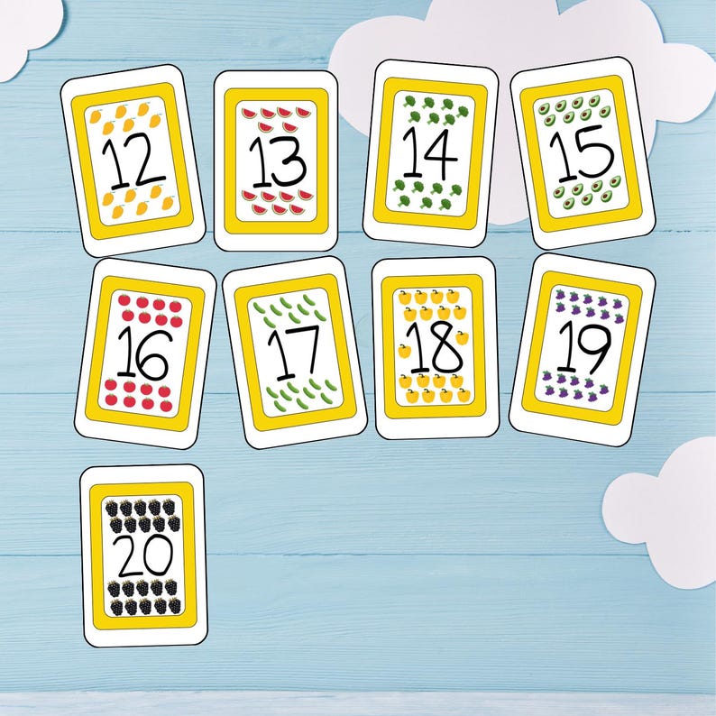 Tarjetas didácticas imprimibles con números del 1 al 20 / Contar con ...