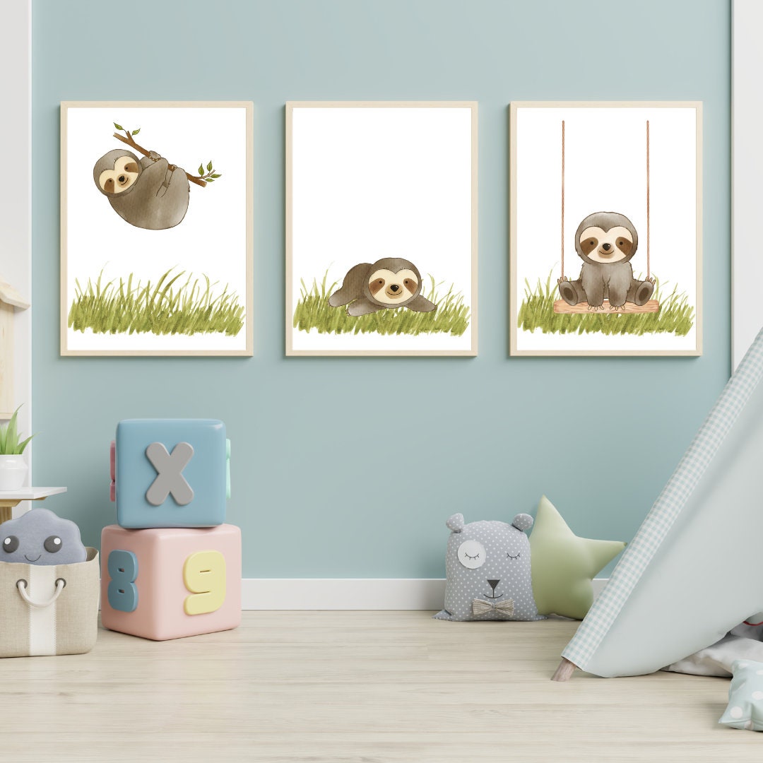 Cute Sloths Posters | Set of 3 | Nursery Decoration | Home Decor | Cute ...