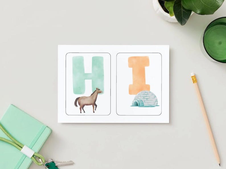 Watercolor Alphabet Flashcards for Kids | Printable ABC Learning Cards ...