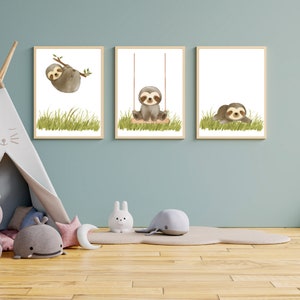 Cute Sloths Posters | Set of 3 | Nursery Decoration | Home Decor | Cute ...