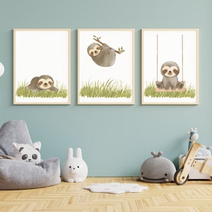 Cute Sloths Posters | Set of 3 | Nursery Decoration | Home Decor | Cute ...
