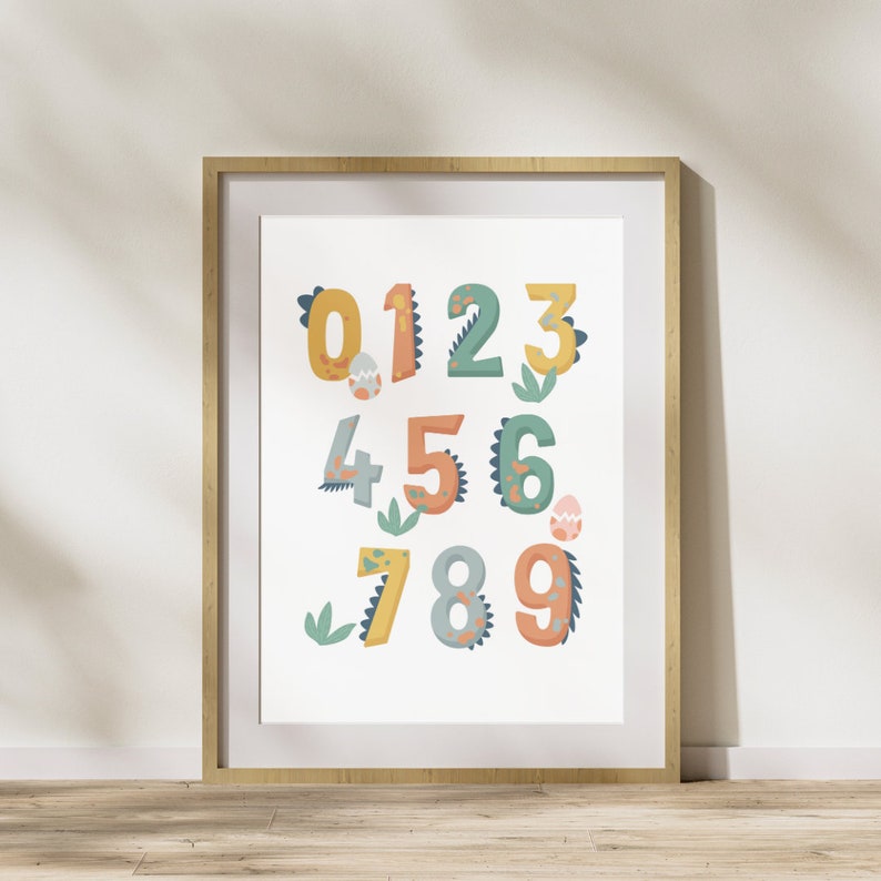 Dino Alphabets and Numbers Set of 2 Dinosaur Prints Dino Educational ...