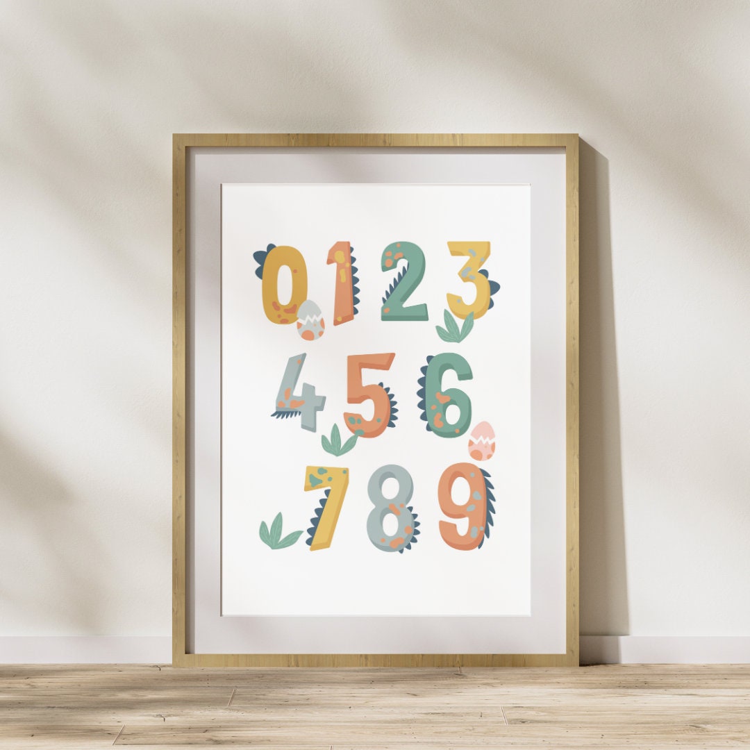 Dino Alphabets and Numbers Set of 2 Dinosaur Prints Dino Educational ...