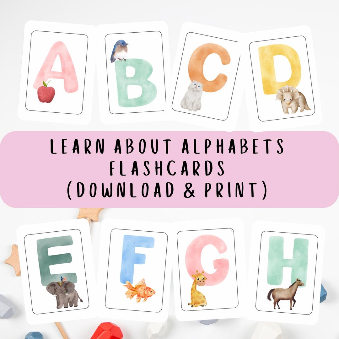 Watercolor Alphabet Flashcards for Kids | Printable ABC Learning Cards ...