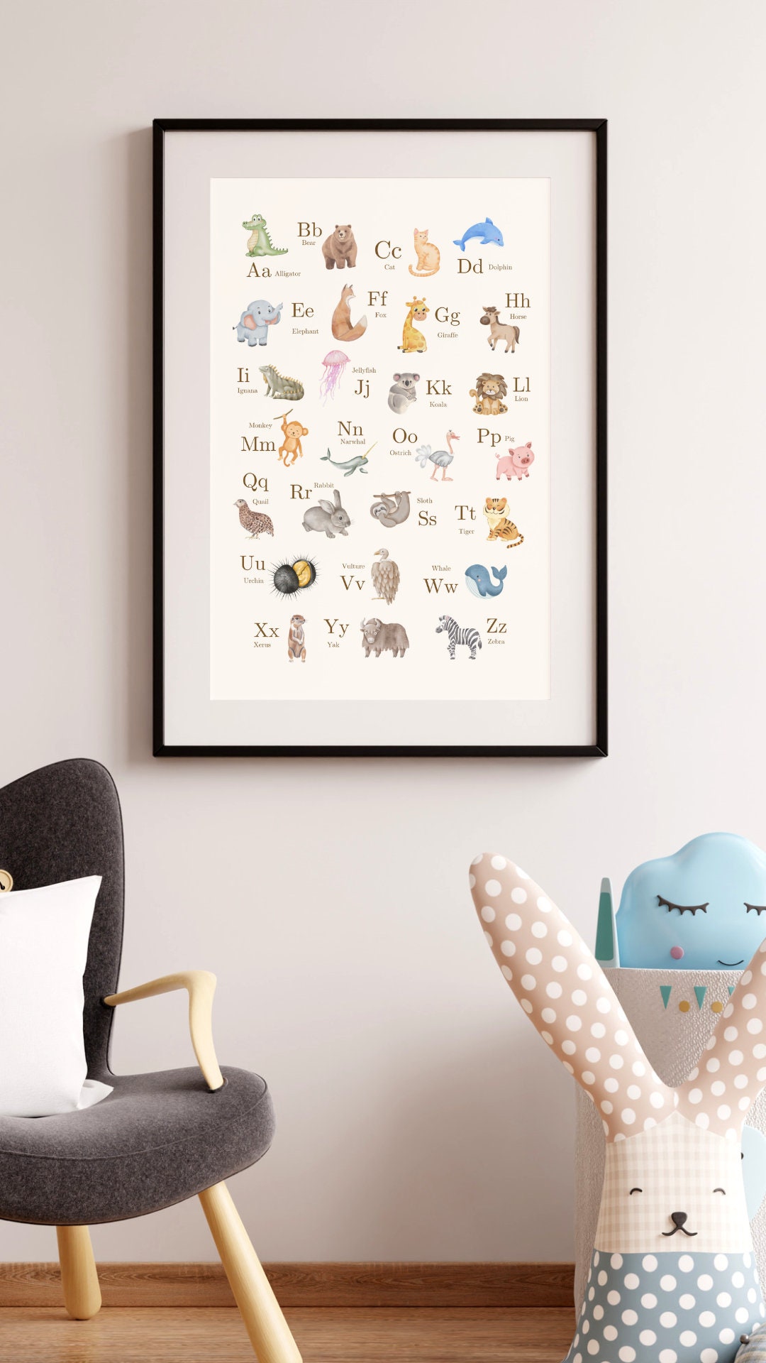 Alphabet Poster animal Theme Animal Alphabet Wall Art Nursery Room Wall ...