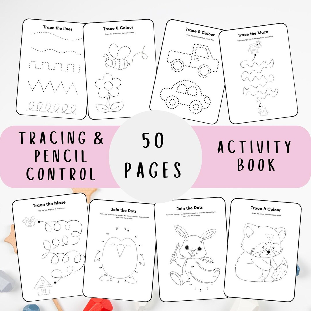 50-page Tracing & Pencil Control Activity Book for Kids | Fine Motor ...