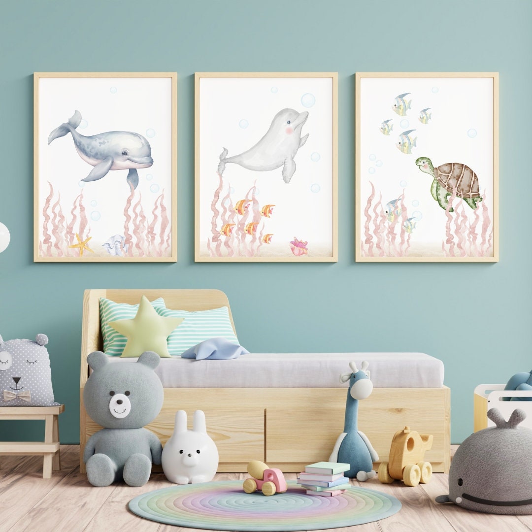 Underwater World Wall Art Sea Creatures Wall Art Printable Wall Art Set ...