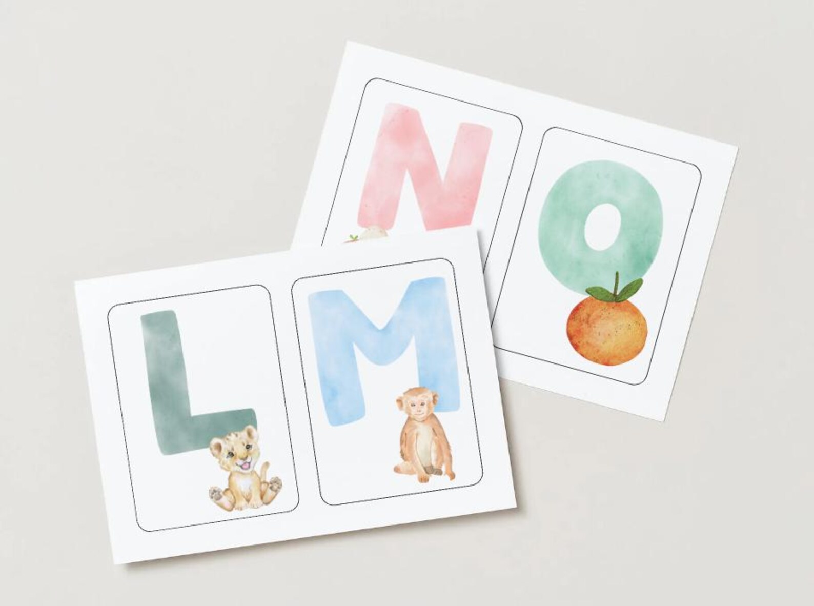 Watercolor Alphabet Flashcards for Kids | Printable ABC Learning Cards ...