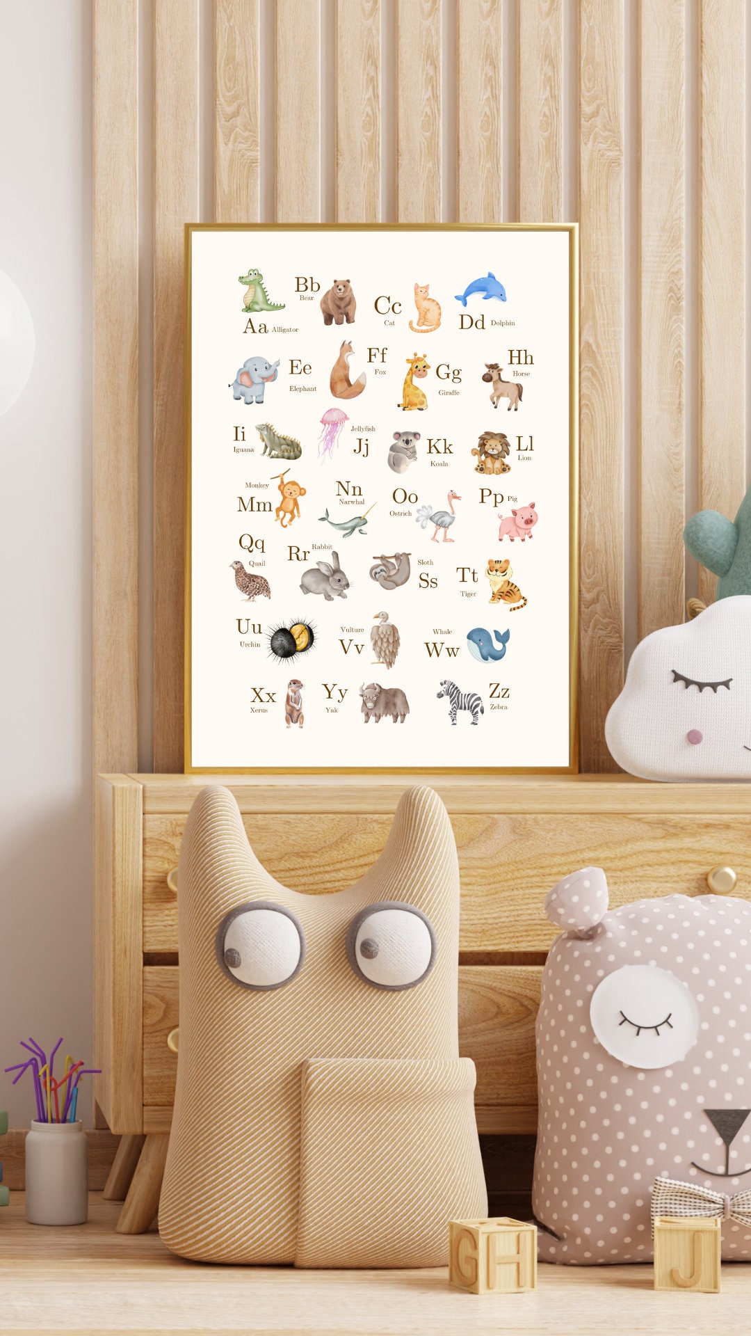 Animal Alphabet Poster, Animal Alphabet Wall Art, Nursery Room Wall Art ...