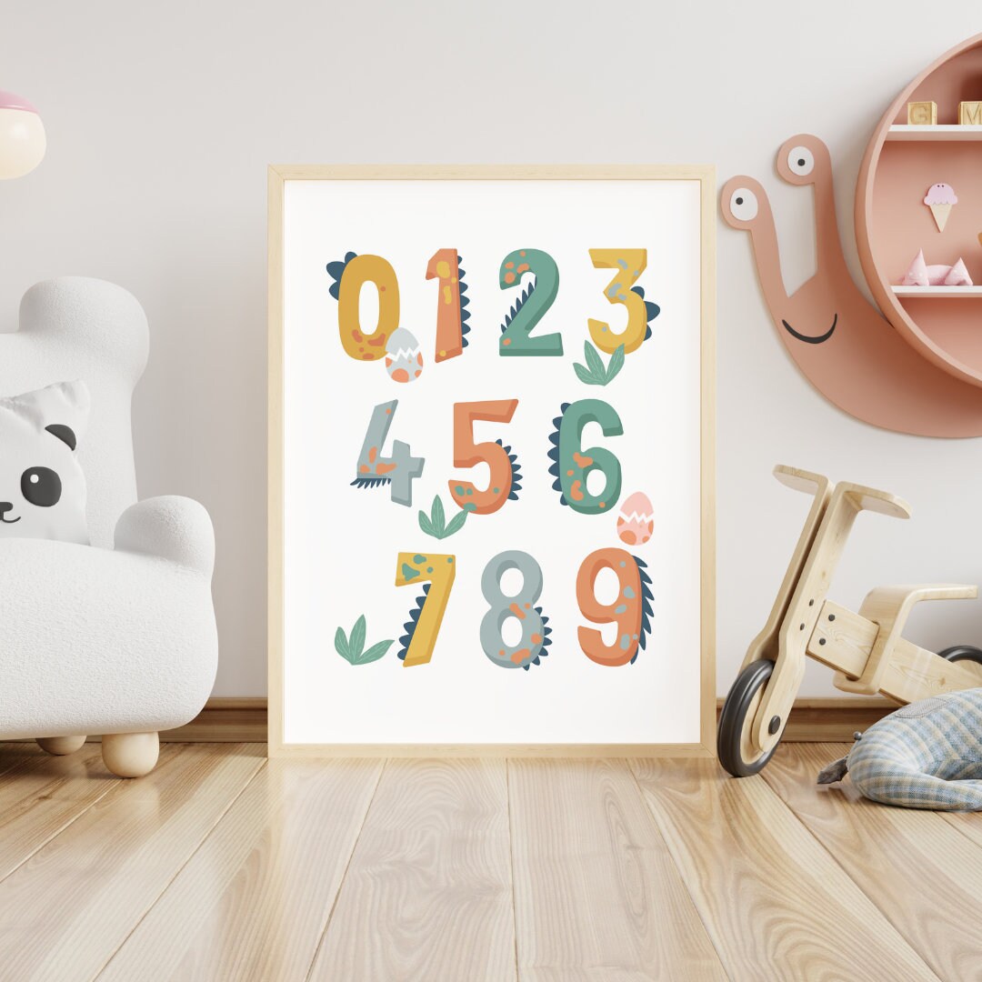 Dino Alphabets and Numbers Set of 2 Dinosaur Prints Dino Educational ...