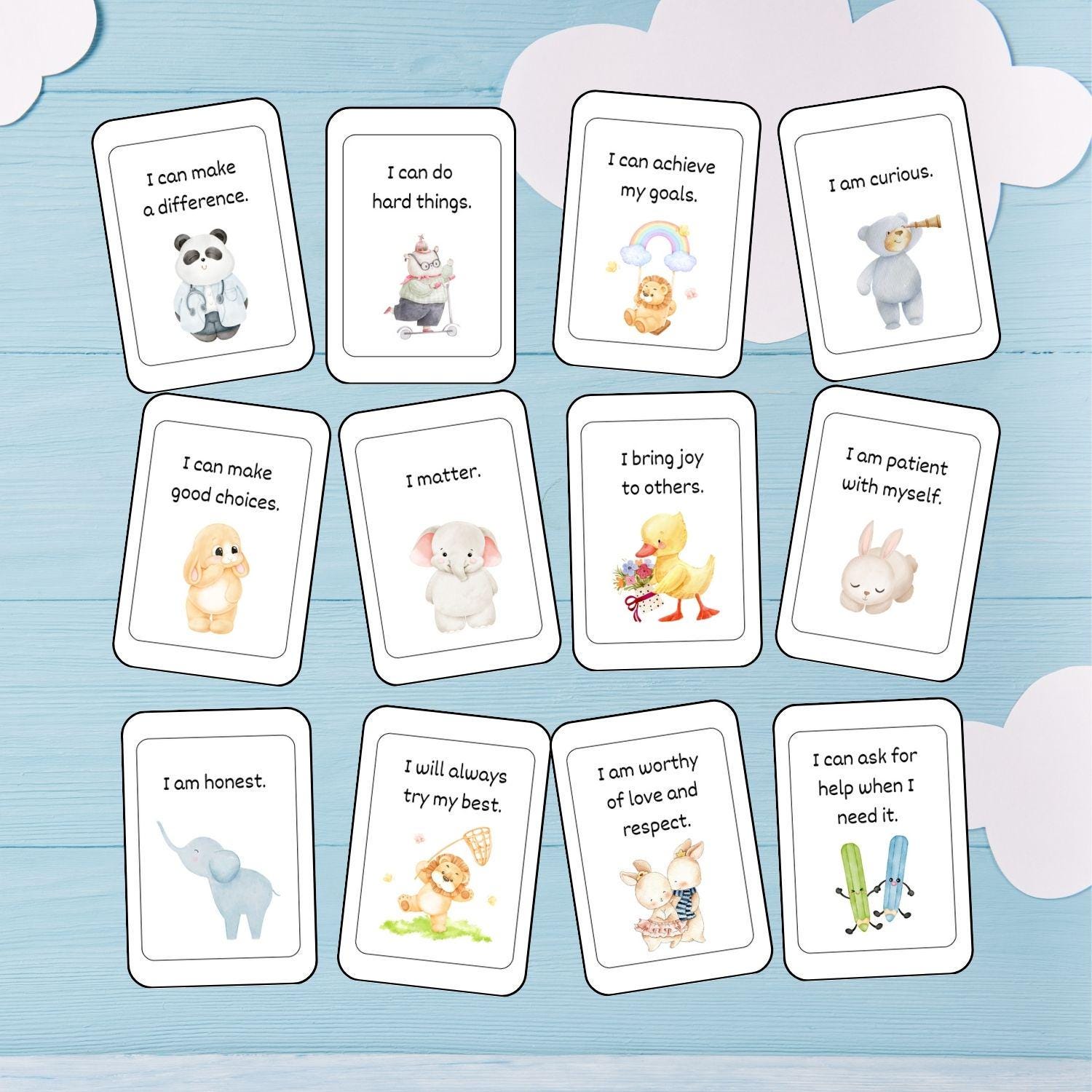 Printable Positive Affirmations Flashcards for Kids | 29 Motivational ...