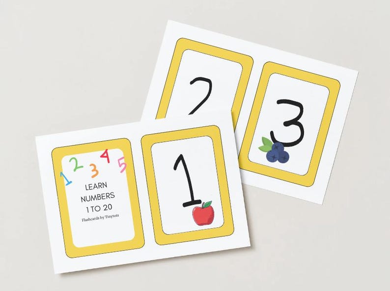 Tarjetas didácticas imprimibles con números del 1 al 20 / Contar con ...