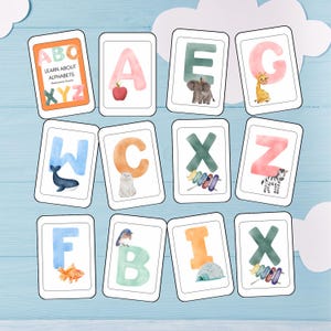 Watercolor Alphabet Flashcards for Kids | Printable ABC Learning Cards ...