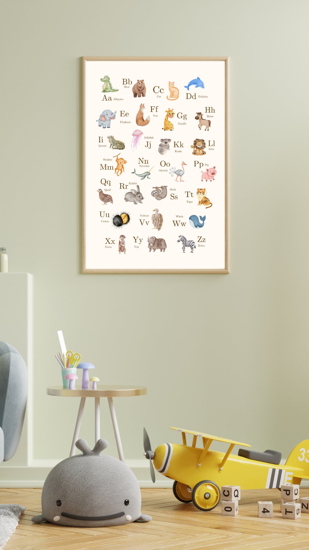 Alphabet Poster animal Theme Animal Alphabet Wall Art Nursery Room Wall ...