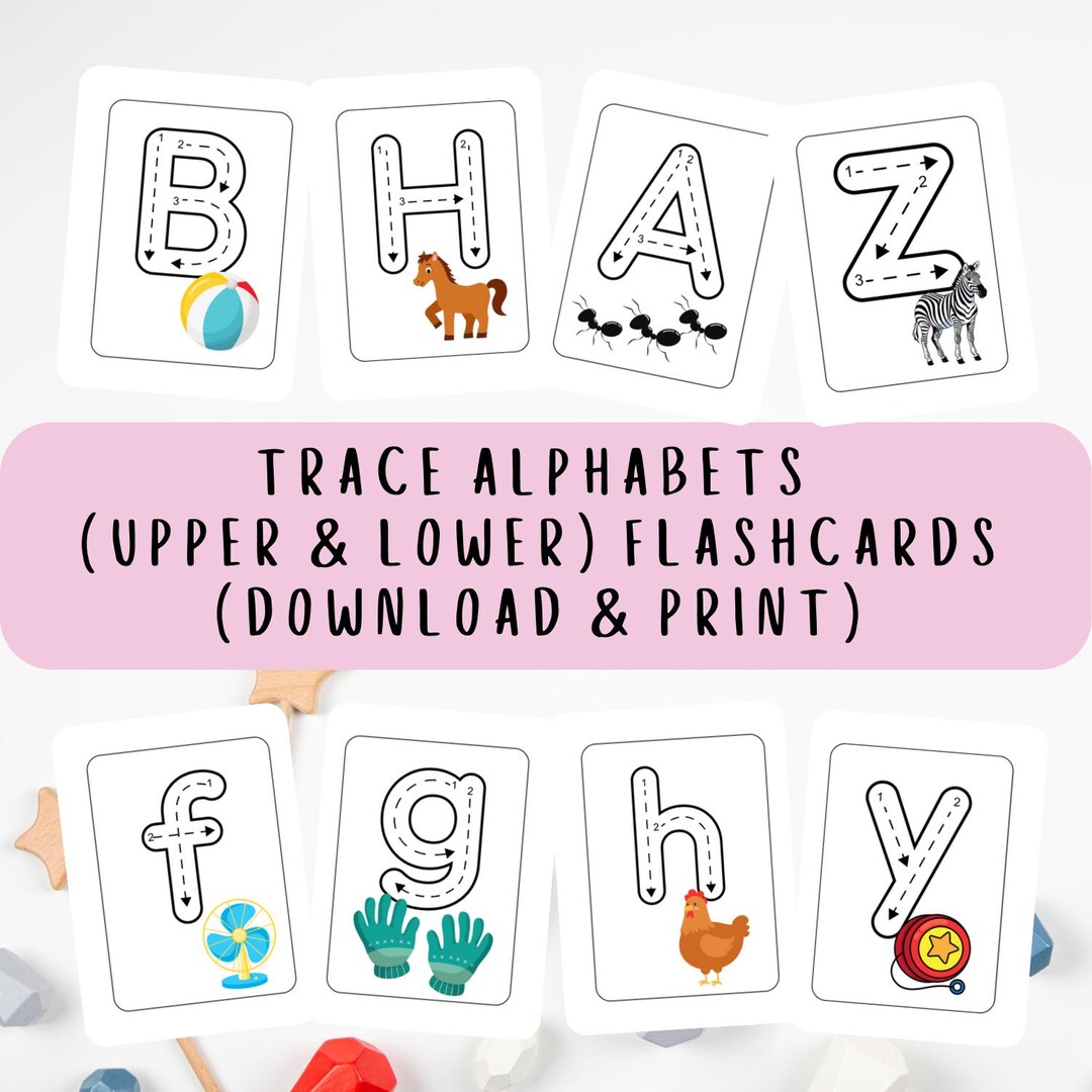 Printable Alphabet Trace Flashcards | Upper & Lowercase Letter Tracing ...
