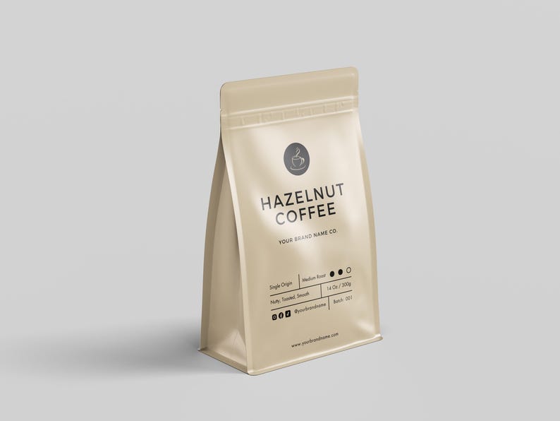 Coffee Bag Label Canva – Coffee Bean Bag Label and Package Set (3 Sizes ...