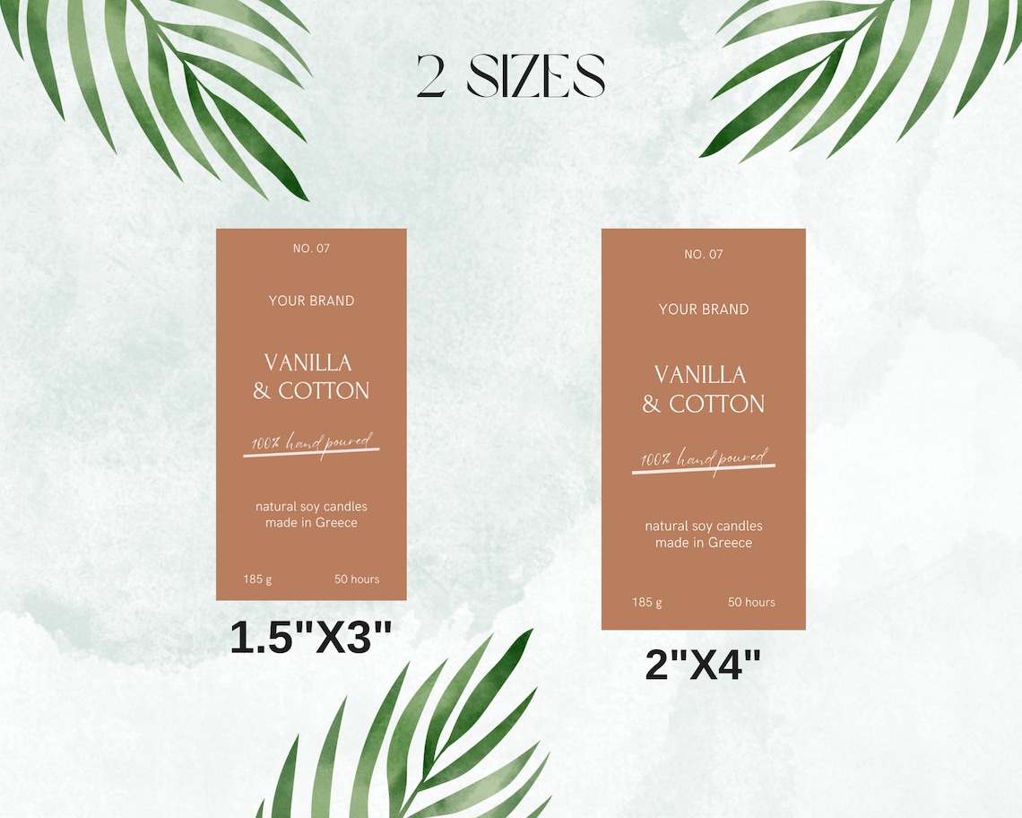 Printable Editable Vertical Candle Label Template Canva | Minimal ...