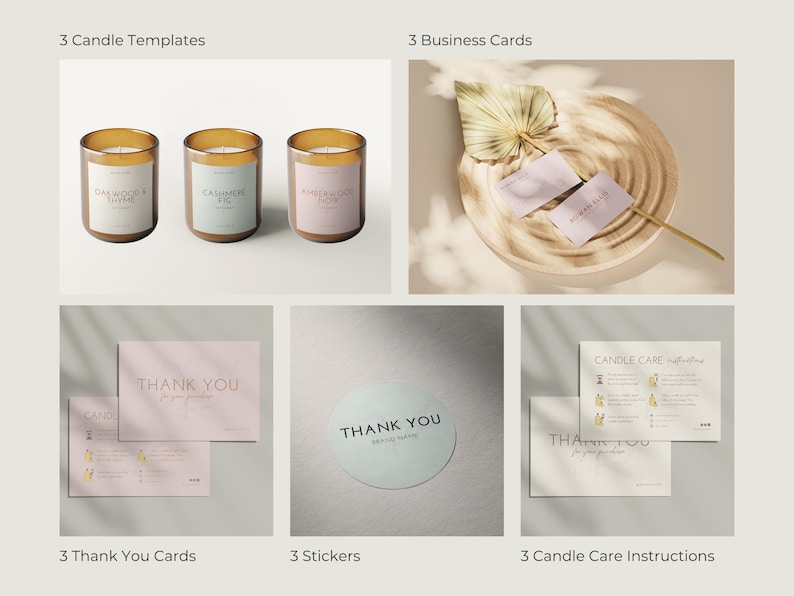 Editable Candle Label Templates Canva | Candle Branding Kit With Care ...