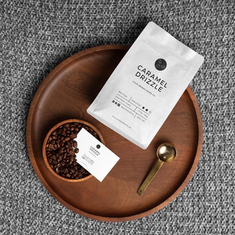 Editable Coffee Pouch Label Canva Template With Logo – Minimalist ...