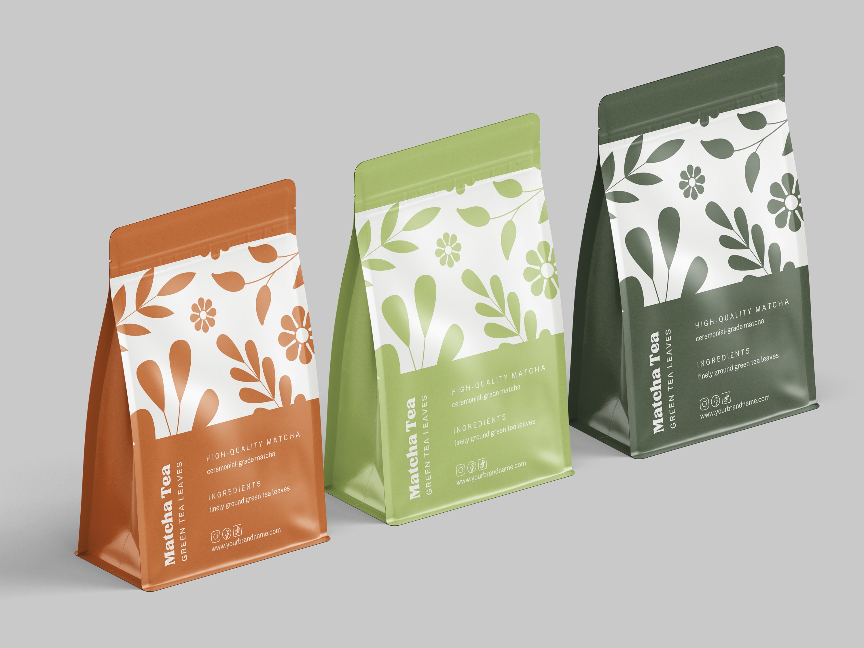 Custom Tea Brand Label Kit Canva | Editable Pouch Templates (3 Sizes ...